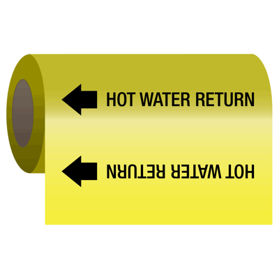 Self-Adhesive Pipe Markers-On-A-Roll - Hot Water Return | Seton