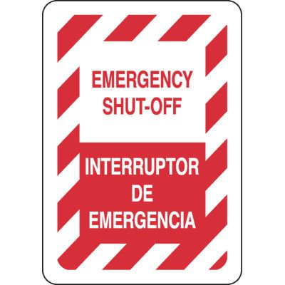 Bilingual Emergency Shut-Off Safety Signs | Emedco