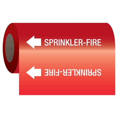 Self-Adhesive Pipe Markers-On-A-Roll - Sprinkler-Fire | Seton