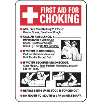 First Aid For Choking Sign | Emedco