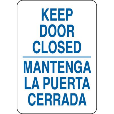 Bilingual Keep Door Closed Sign | Emedco