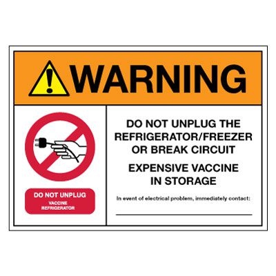 Warning: Do Not Unplug Refrigerator - Vaccine In Storage Label | Seton