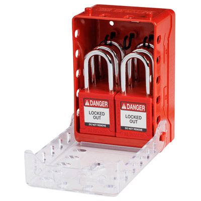 Ultra Compact Group Lockout Box with Nylon Safety Lockout Padlocks ...