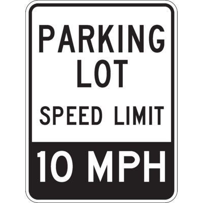 Parking Lot Speed Limit Signs - 10 MPH | Emedco