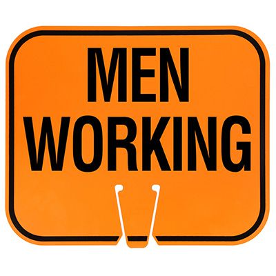 Plastic Traffic Cone Signs- Men Working | Seton