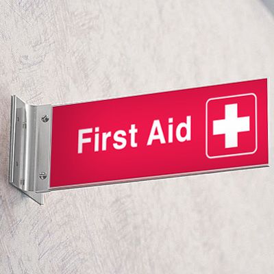 First Aid Corridor Sign (Bracket Mount) - High Visibility | Seton