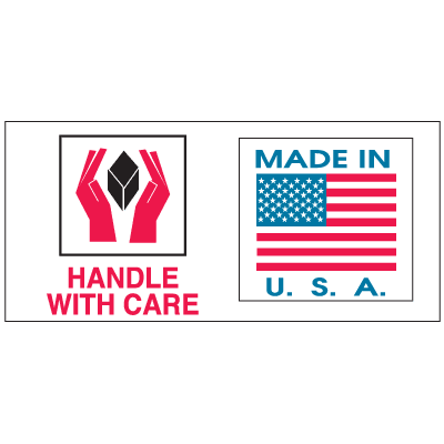 Handle With Care Made In U.S.A Combination Shipping Labels | Seton