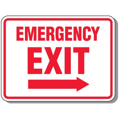Outdoor Emergency Exit Arrow Sign (Right) | Emedco