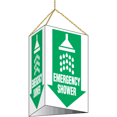 Emergency Shower - 3-Sided First Aid Signs | Seton