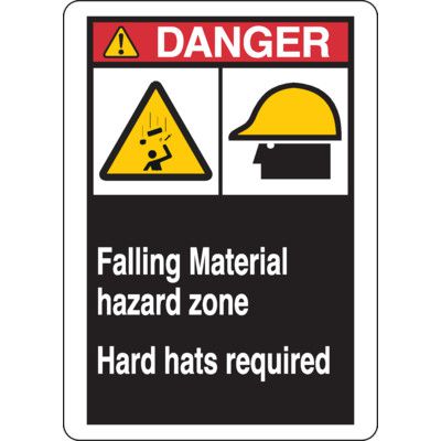 ANSI Multi-Message Hazard Sign - Danger Falling Material | Emedco