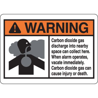 CO2 Extinguishing Systems Signs - Cabon dioxide can collect here | Seton