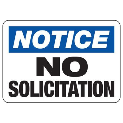 Notice No Solicitation Signs, Employee & Visitor Signs | Seton | Seton