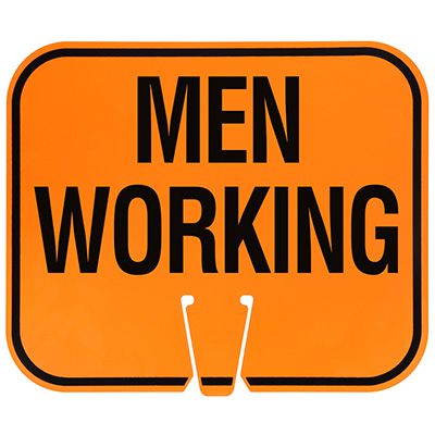 Plastic Traffic Cone Signs- Men Working | Emedco