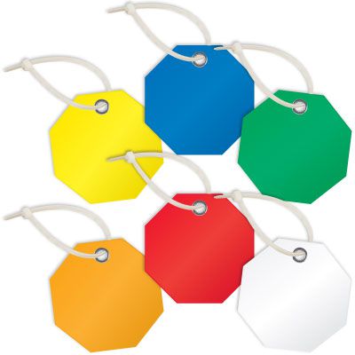 Mini Colored Octagon Tags | Emedco