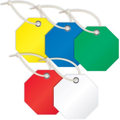 Mini Colored Octagon Tags | Emedco