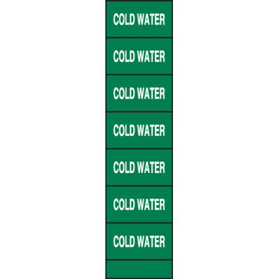 Seton Code™ Economy Self-Adhesive Pipe Markers - Cold Water | Seton