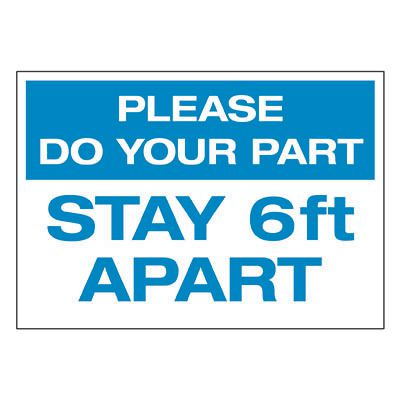Please Do Your Part Stay 6 Feet Apart Label | Emedco