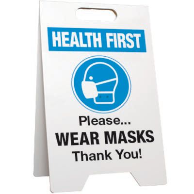 Please Wear Masks Floor Stand Sign | Emedco