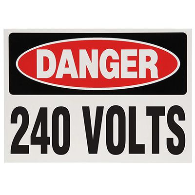 Danger 240 Volts - 5pk OSHA Electrical Labels | Emedco