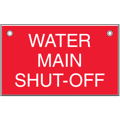 Water Main Shut-Off Sprinkler Sign | Engraved Plastic (2"x6") | Emedco