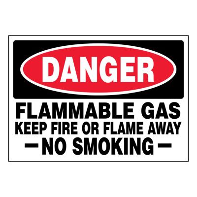 Ultra-Stick Signs - Danger Flammable Gas, Adhesive Signs | Seton
