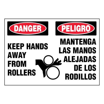 Ultra-Stick Signs - Danger Keep Hands Away (Bilingual) | Seton