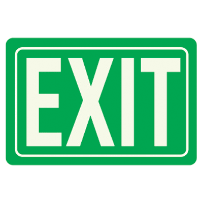 Exit - Glow-In-The-Dark Polished Green Sign | Seton