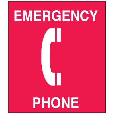 Polished Plastic Office Signs - Emergency Phone | Emedco