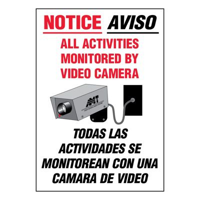 All Activities Monitored By Camera - Bilingual Sign | Seton Canada ...