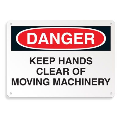 Equipment Hazard Mini Safety Signs - Danger Keep Hands Clear of Moving ...