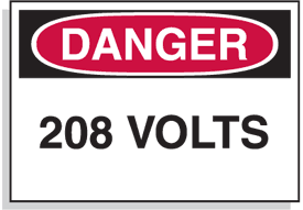 Baler Safety Labels - Danger 208 Volts | Seton