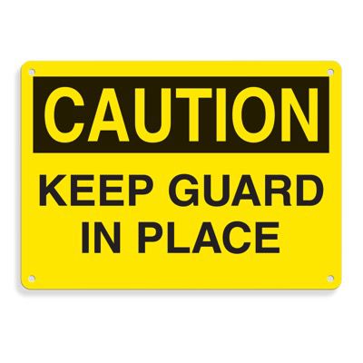 Equipment Hazard Mini Safety Signs - Caution Keep Guard in Place | Seton