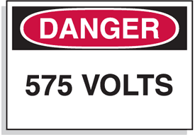 Baler Safety Labels - Danger 575 Volts | Emedco