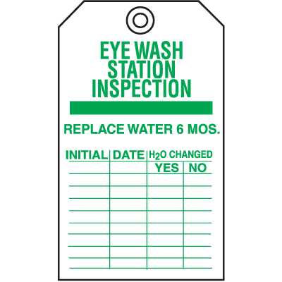 Inspection Tags, Eyewash Tags, Eyewash Inspection Tags | Seton
