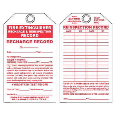 Fire Extinguisher Inspection Tags | OSHA Compliant | Seton