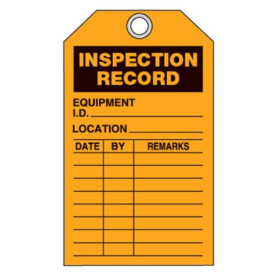 Inspection Record Tag - Orange | Seton