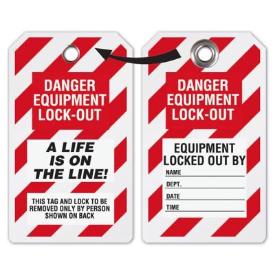 Equipment Lock-Out A Life Is On The Line - Duro-Tag Lockout Tag | Seton