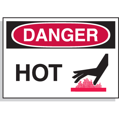 Danger Hot (with symbol) Equipment Warning Label - 5pk | Emedco