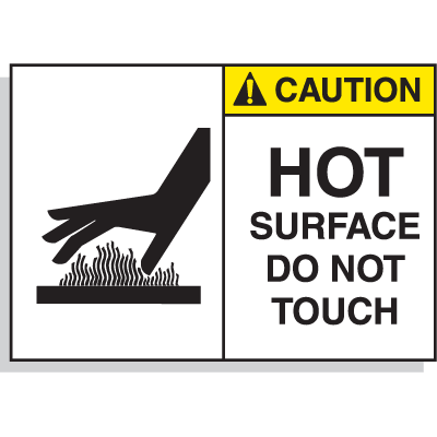 Iso Warning Symbol Labels Heatedhot Surface Hazard Emedco