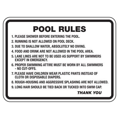 Pool Rules Please Shower Before Entering - Pool Signs | Emedco