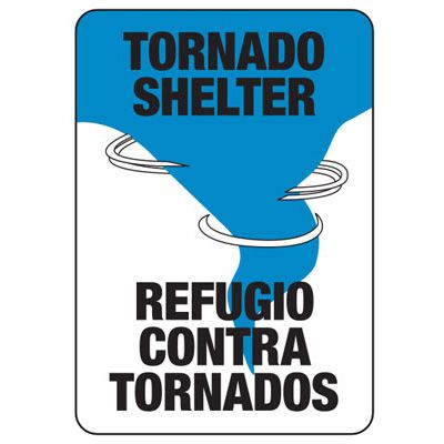 Bilingual Tornado Shelter Sign | Emedco