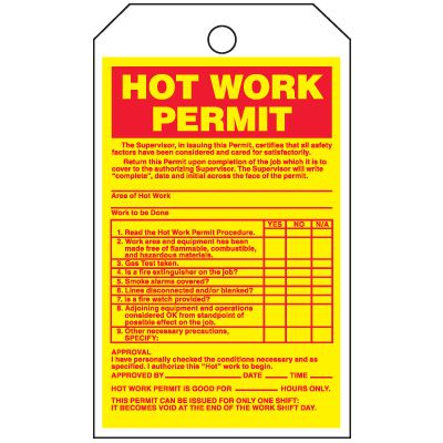 Hot Work Permit Tags | Seton