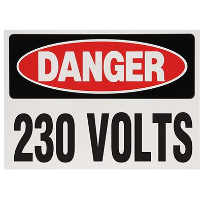Voltage Warning Labels - Danger 230 Volts | Emedco