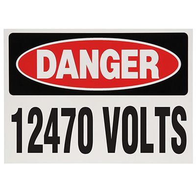 Voltage Warning Labels - Danger 12470 Volts | Emedco