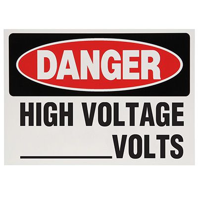 Voltage Warning Labels - Danger High Voltage __ Volts | Emedco