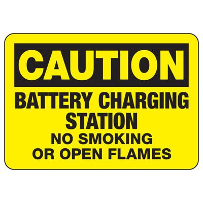 Caution Battery Charging Station Sign, OSHA & ANSI Warehouse Safety ...