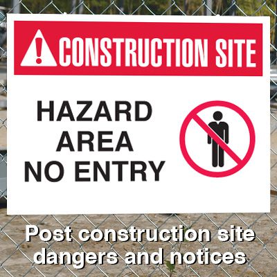 Construction Site Safety Signs - Hazard Area No Entry with Graphic | Seton
