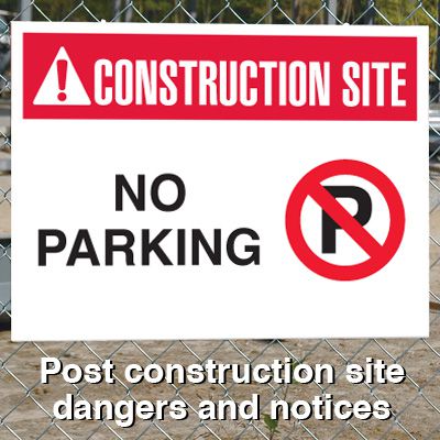 Construction Site Safety Signs - No Parking with Graphic | Seton