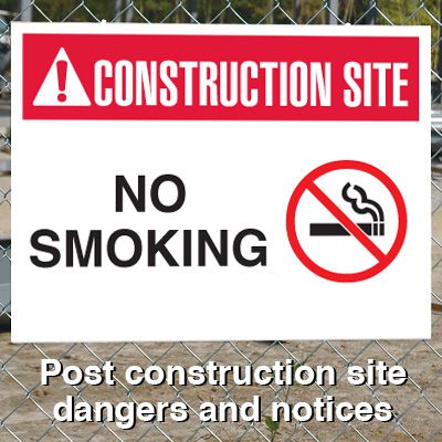Construction Site Safety Signs - No Smoking with Graphic | Seton