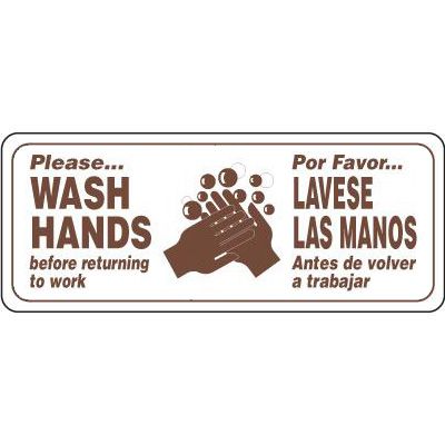 Please Wash Hands Before Returning To Work Bilingual Sign | Emedco